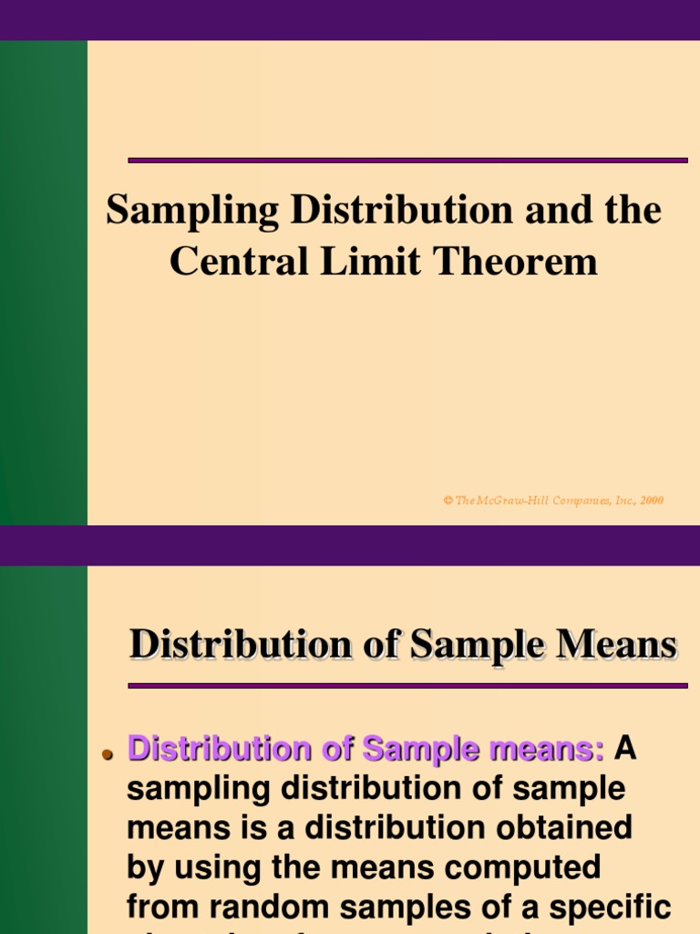 Sampling Distribution Central Limit Theorem And Point Estimation Of Parameters Pdf