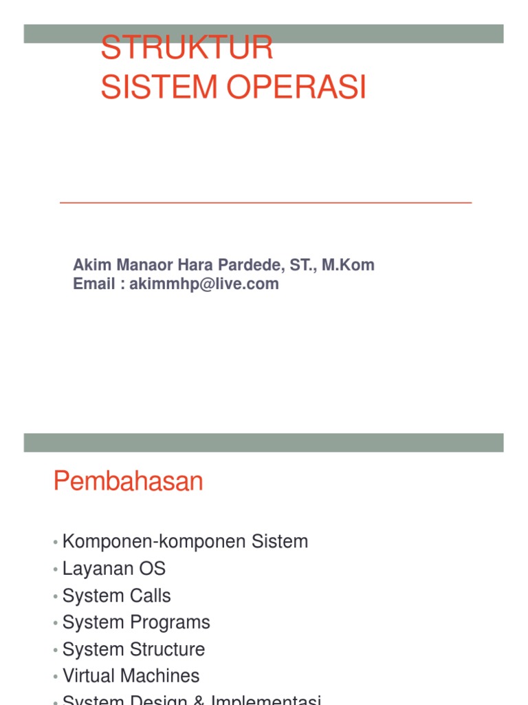 STRUKTUR DAN KOMPONEN SISTEM OPERASI | PDF