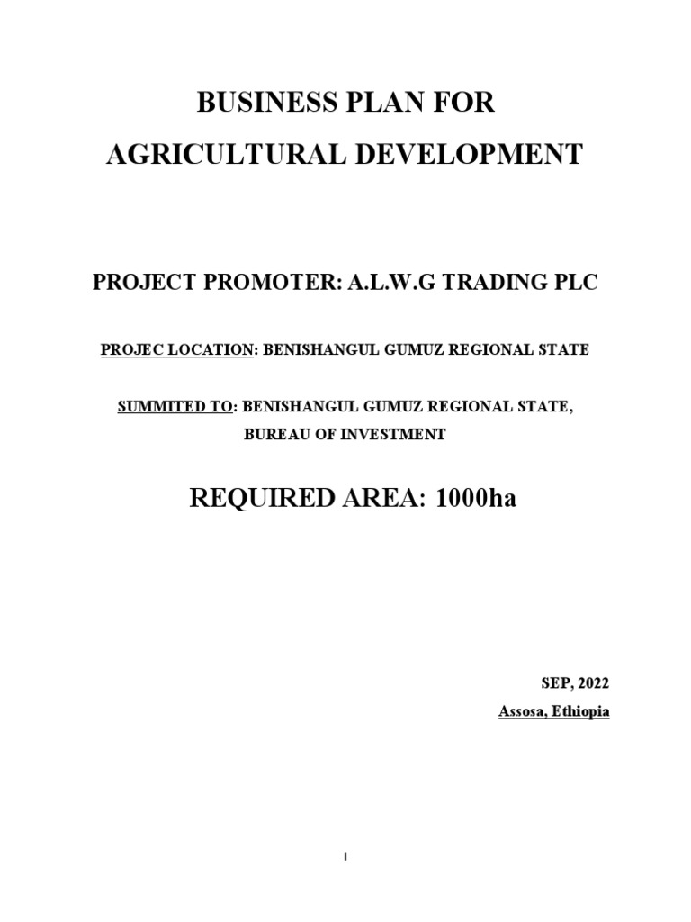Business Plan For Agricultural Development: REQUIRED AREA: 1000ha | PDF ...