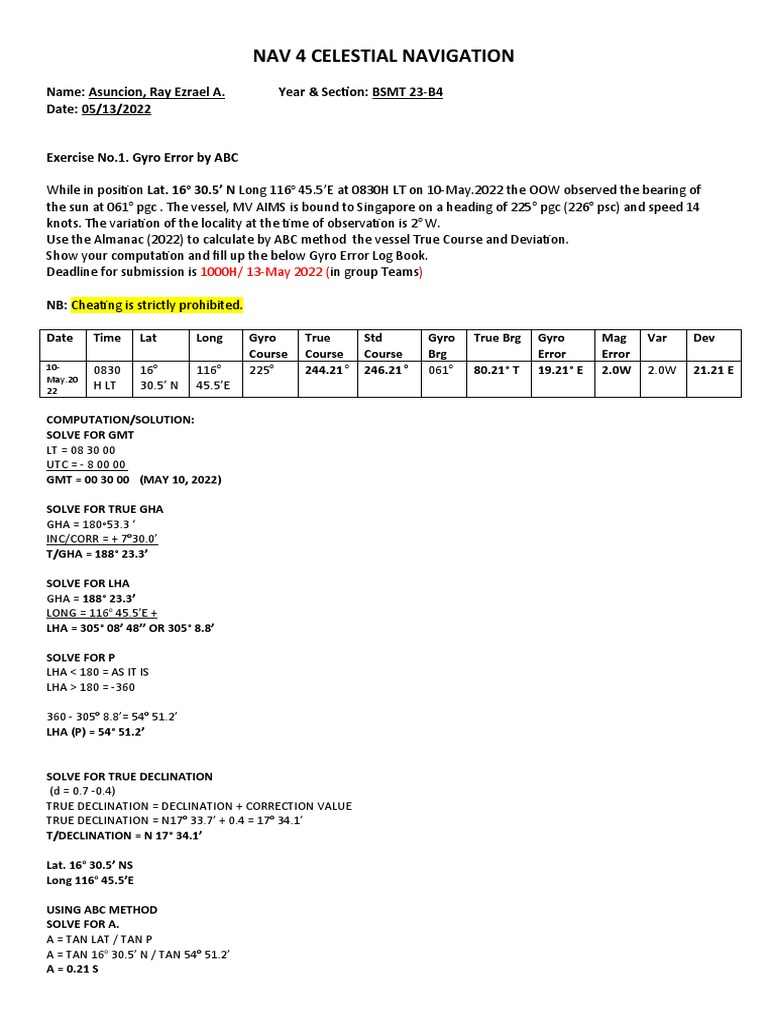 Gyro Error Calculation Guide | PDF | Navigation | Geography