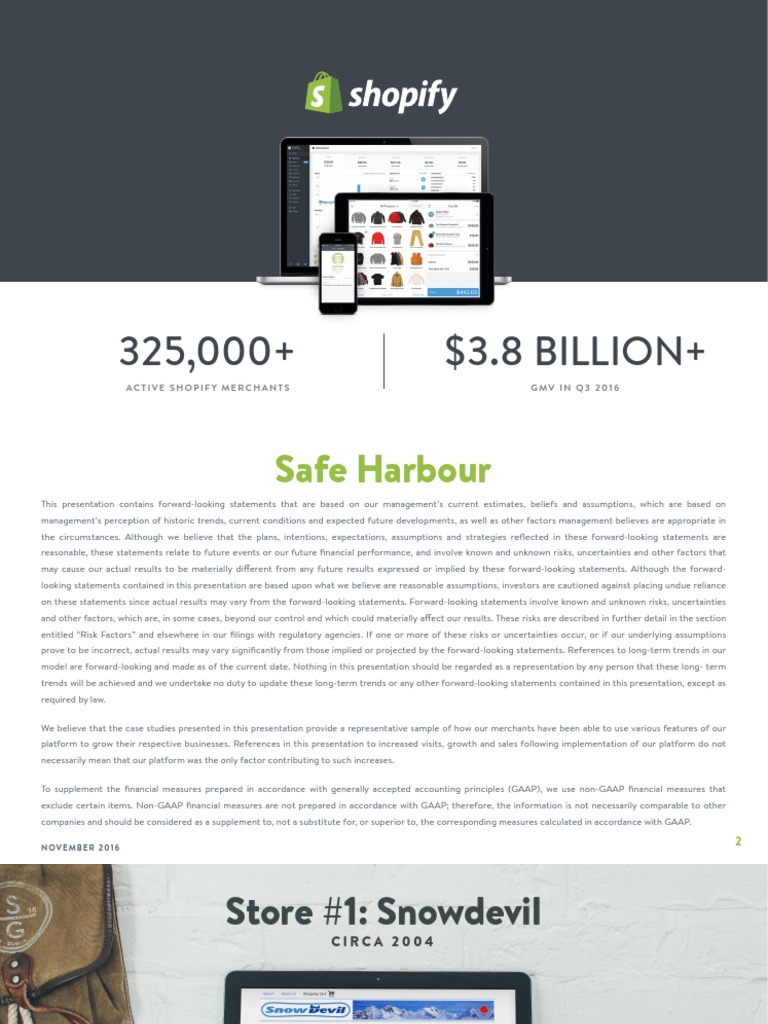 Shopify Investor Presentation Overview | PDF | Risk | Taxes