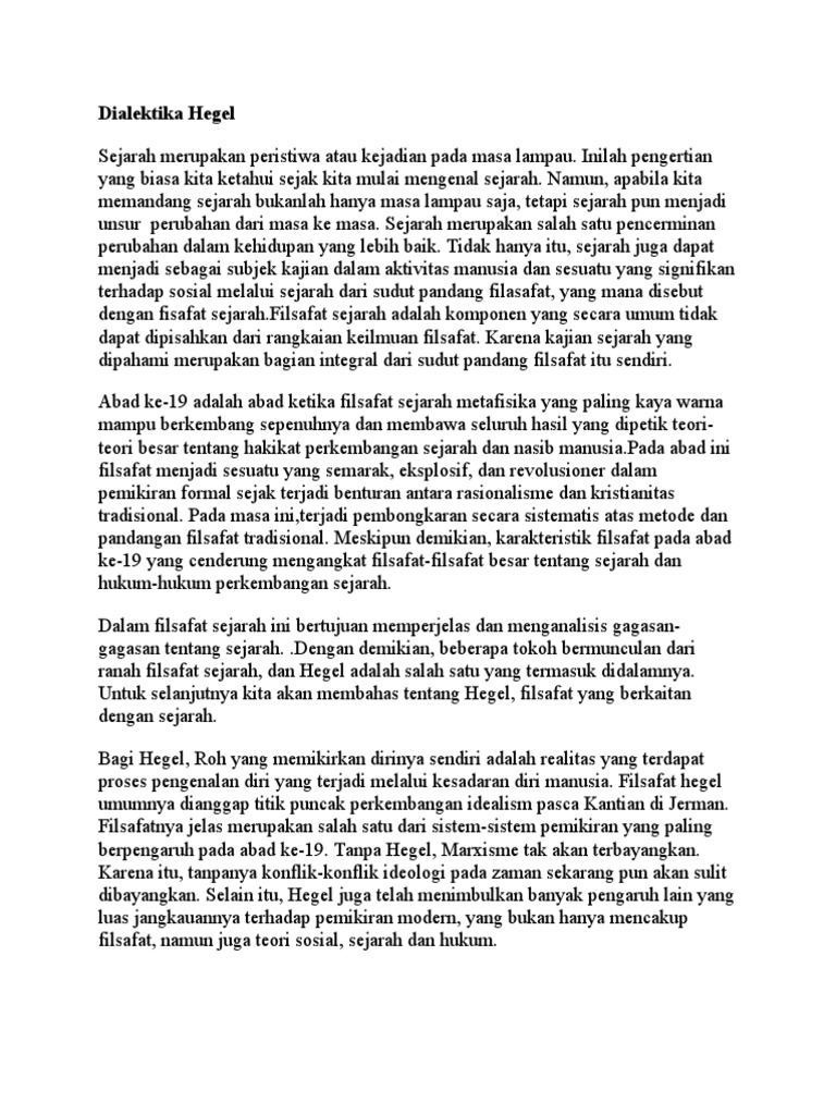 Dialektika Hegel dalam Filsafat Sejarah | PDF