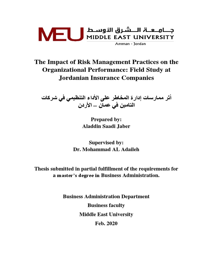 The Impact of Risk Management Practices On The Organizational ...