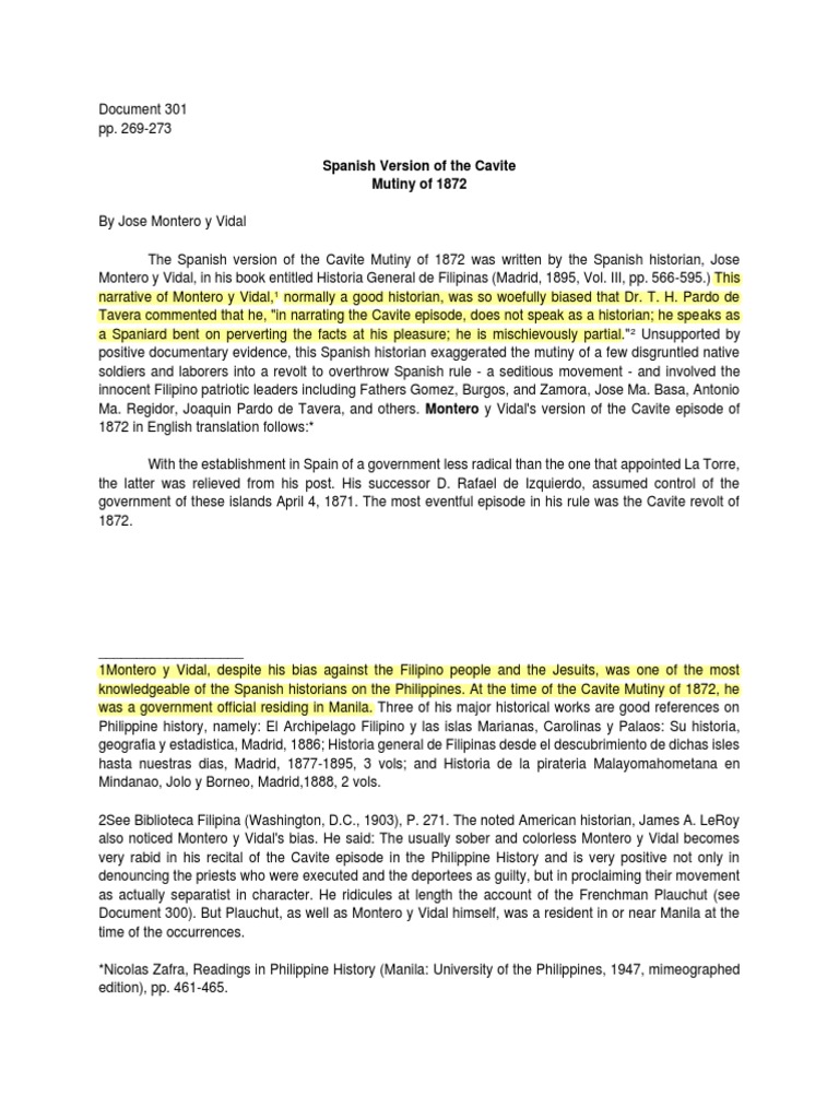 Spanish Account of Cavite Mutiny 1872 | PDF | Travel | History