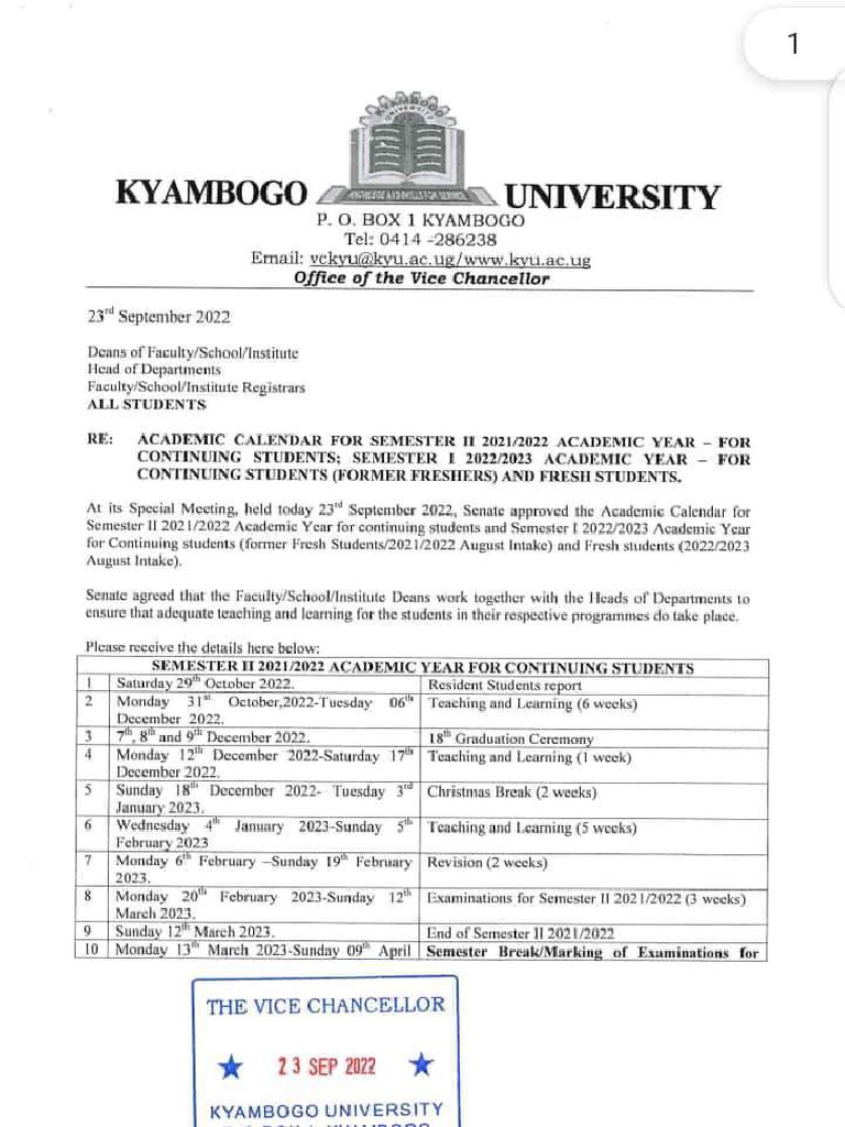 Kyu Academic Calendar 2022-23 | PDF