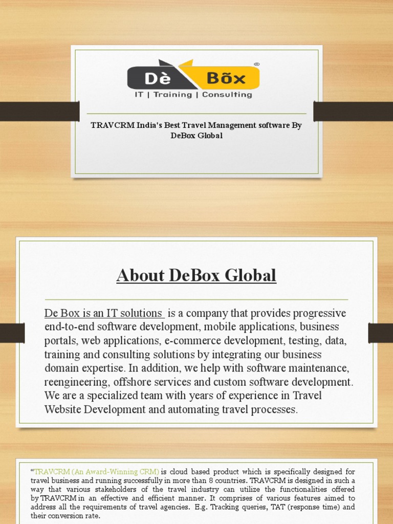 TRAVCRM India's Best Travel Management Software by DeBox Global | PDF | Customer Relationship ...
