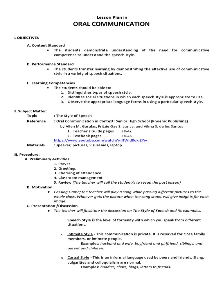 Lesson-Plan Shs | PDF | Communication | Lesson Plan