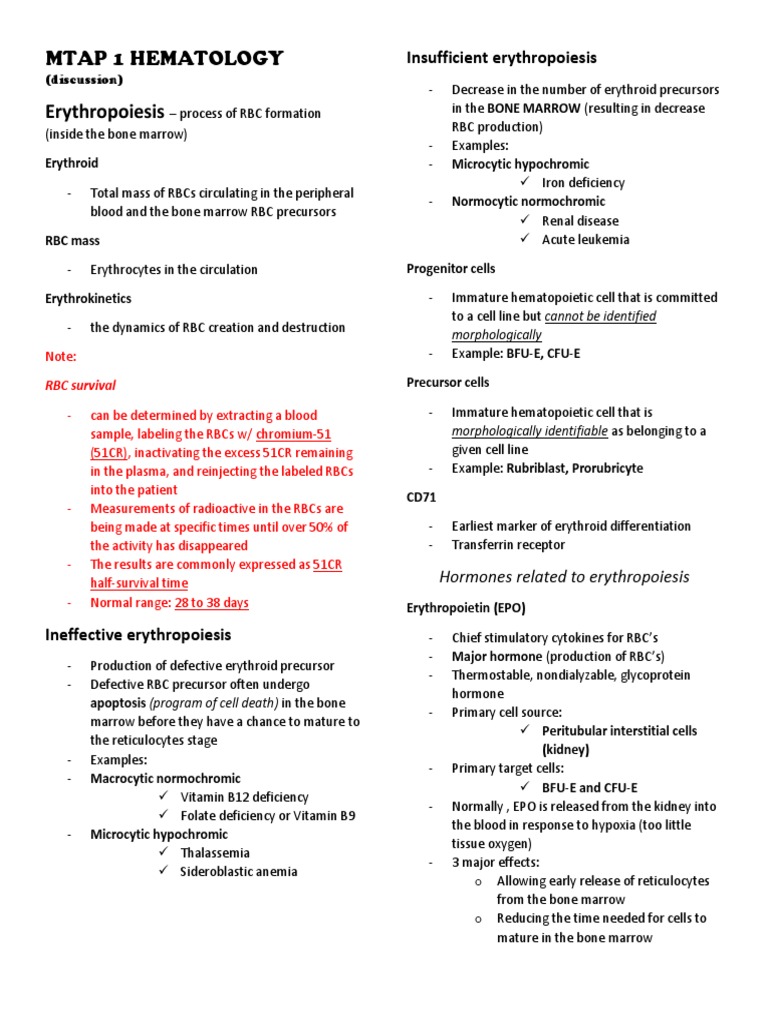 Mtap 2 Hematology | Download Free PDF | Anemia | Red Blood Cell