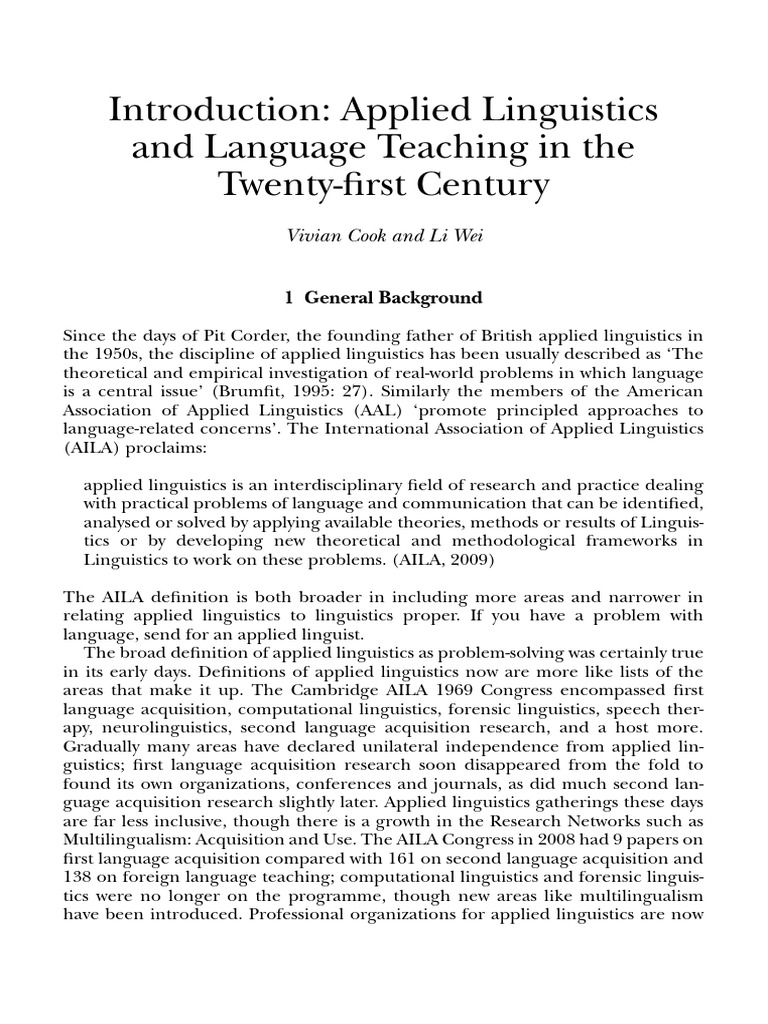 1.a. Introduction - Applied Linguistics and Language Teaching in The 21st Century | Download ...