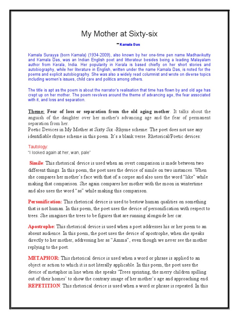 My Mother at 66 | PDF | Poetry