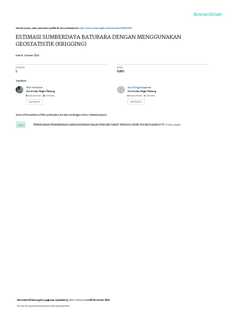Estimasi Batubara dengan Kriging | PDF