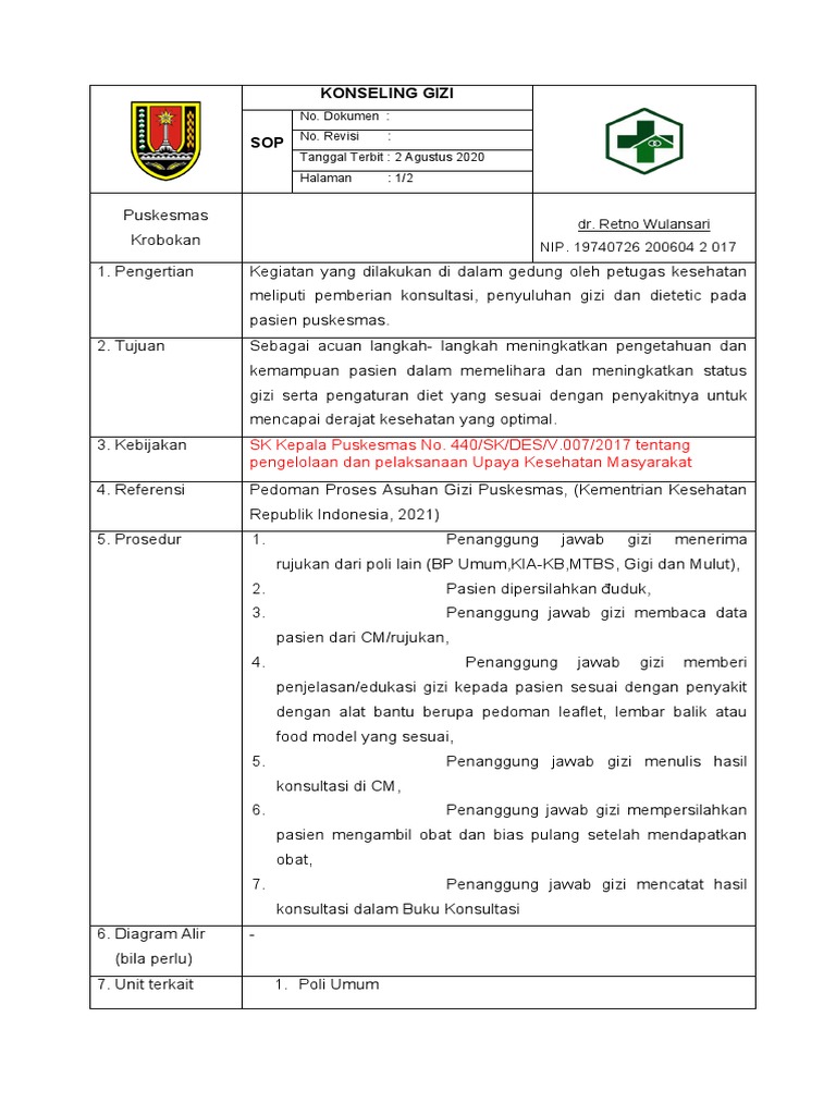 Sop Konseling Gizi | PDF | Pengembangan Diri