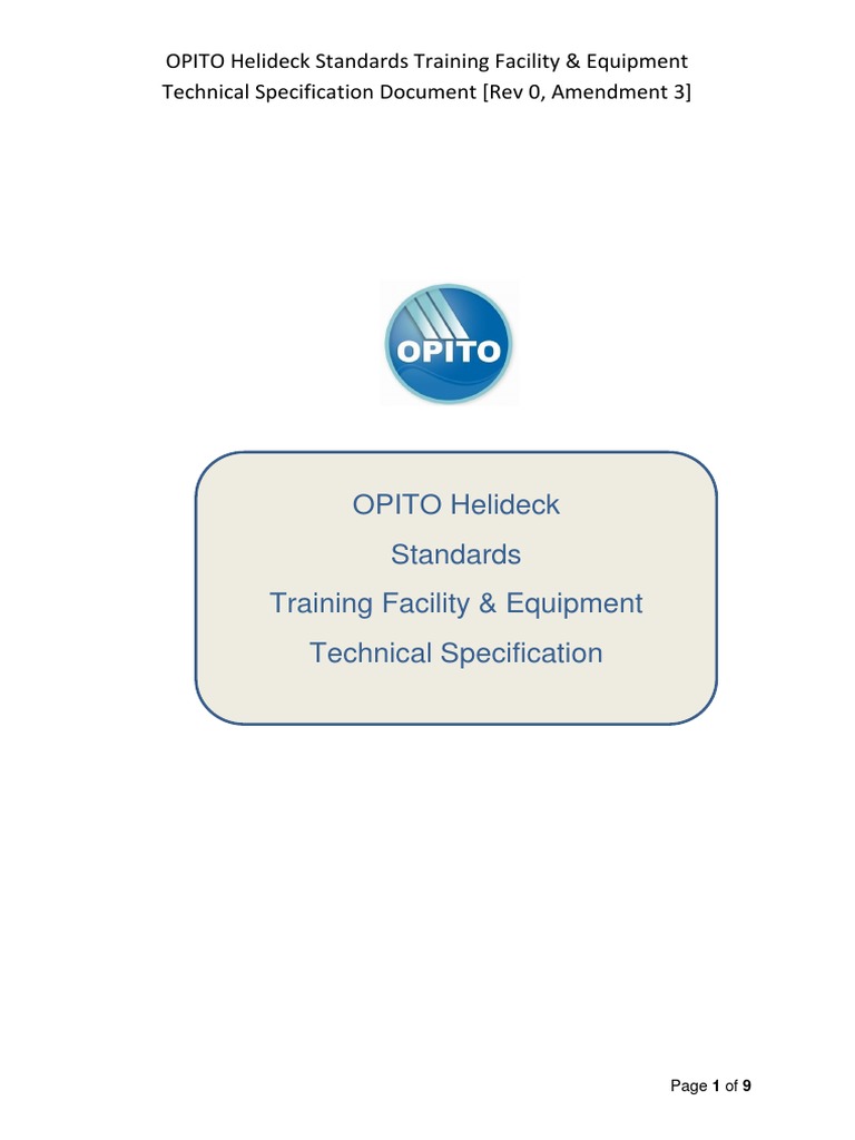 OPITO Helideck Training Specifications | PDF | Firefighting | Fires