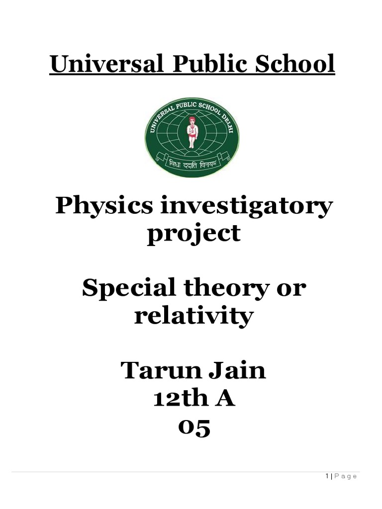 Special Relativity Project Guide | PDF | Theory Of Relativity | Special ...