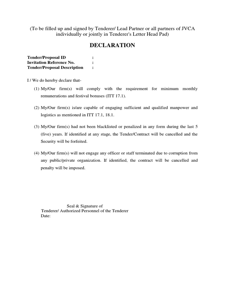 Declaration Format | PDF