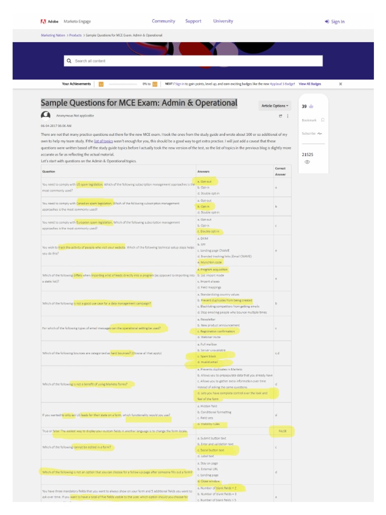 Sample Questions Marketo 1 | PDF