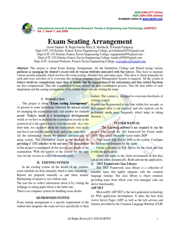 Exam Seating Arrangement | PDF | Microsoft Sql Server | Library (Computing)