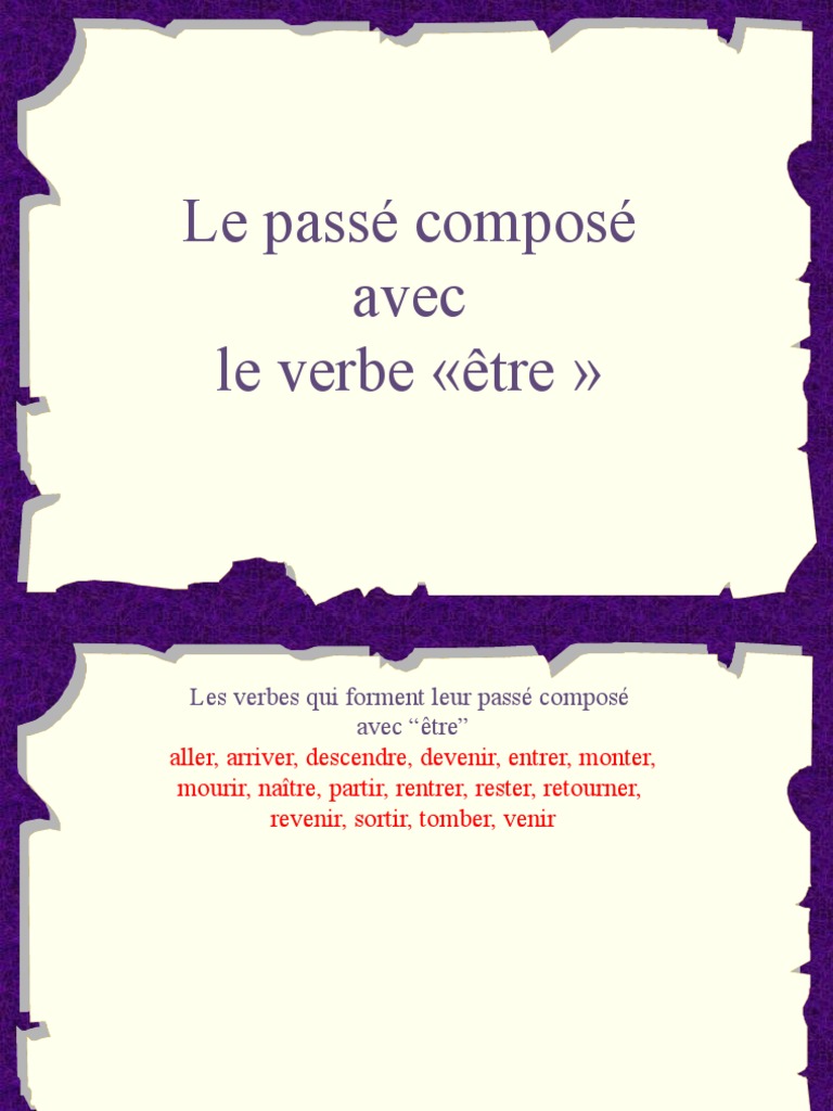 Passé Composé avec le Verbe Être | PDF | Arts du langage et discipline ...