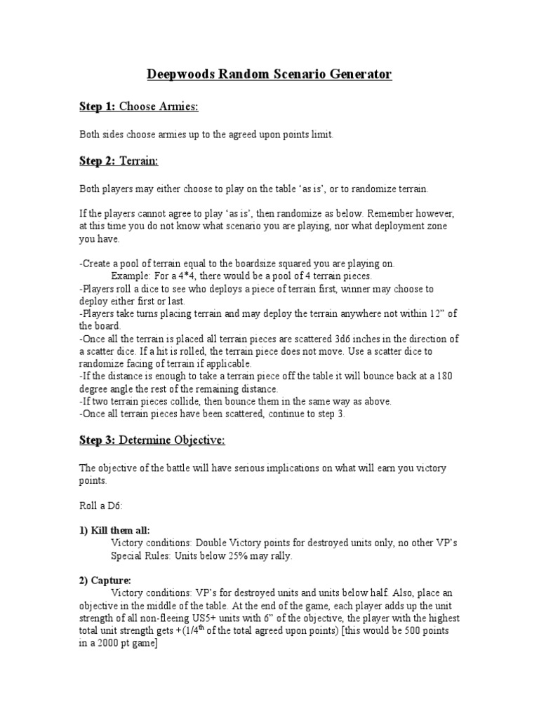 Deepwoods Random Scenario Generator | PDF