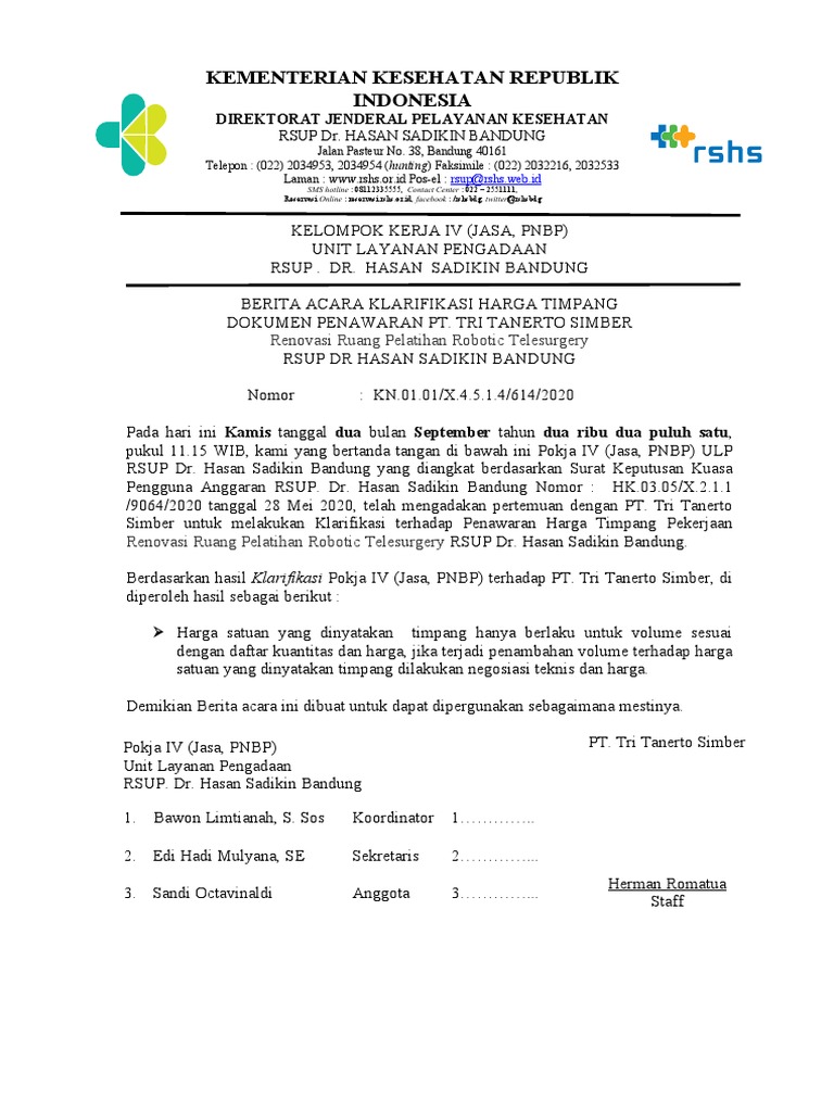 BA Klarifikasi Harga Timpang | PDF