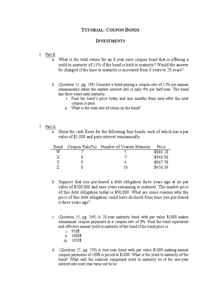 Coupon Bonds: Returns and Calculations | PDF | Yield (Finance) | Bonds ...