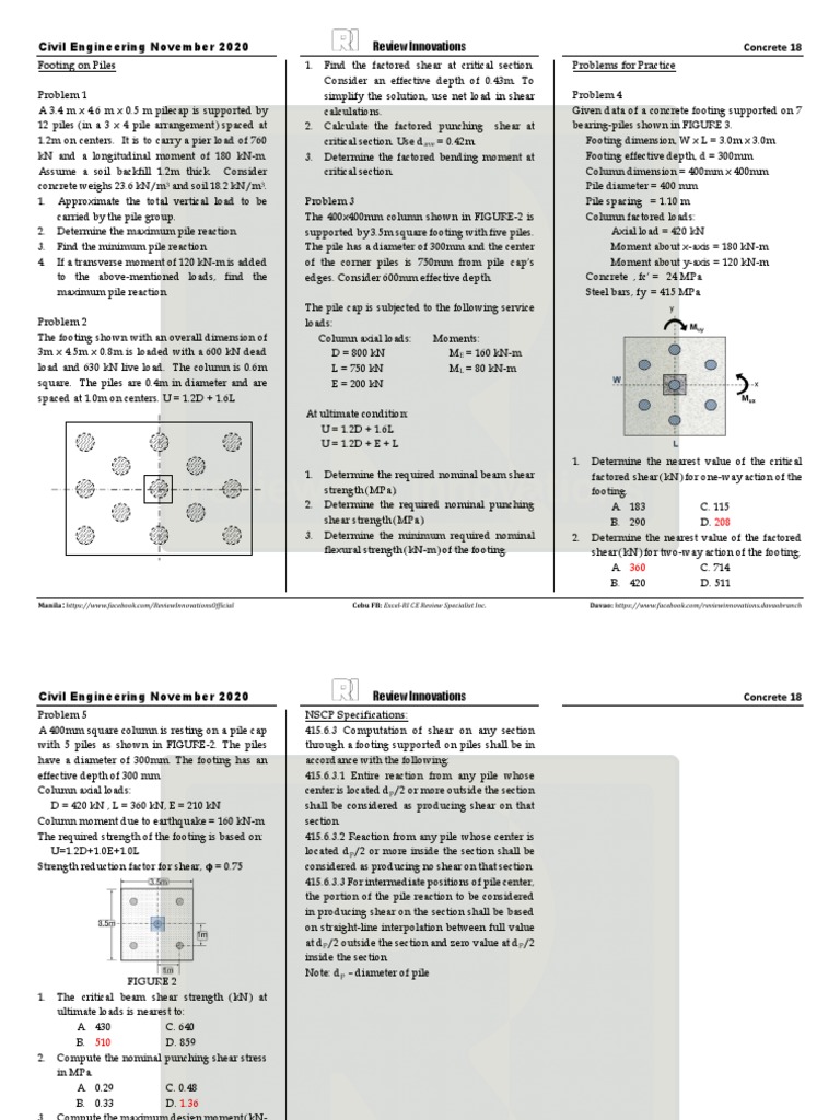 CE Board Nov 2020 - Concrete - Set 18 | PDF | Deep Foundation | Shear ...