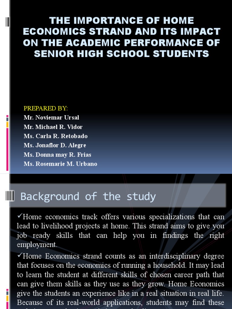 The Importance of Home Economics Strand and Its | PDF | Survey ...
