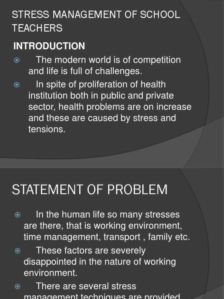 Stress Management of School Teachers | PDF