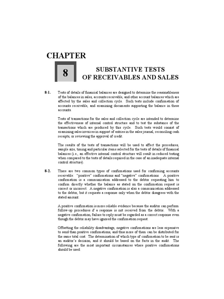 Applied Auditing Chapter08 - Answer | PDF | Debits And Credits | Bad Debt