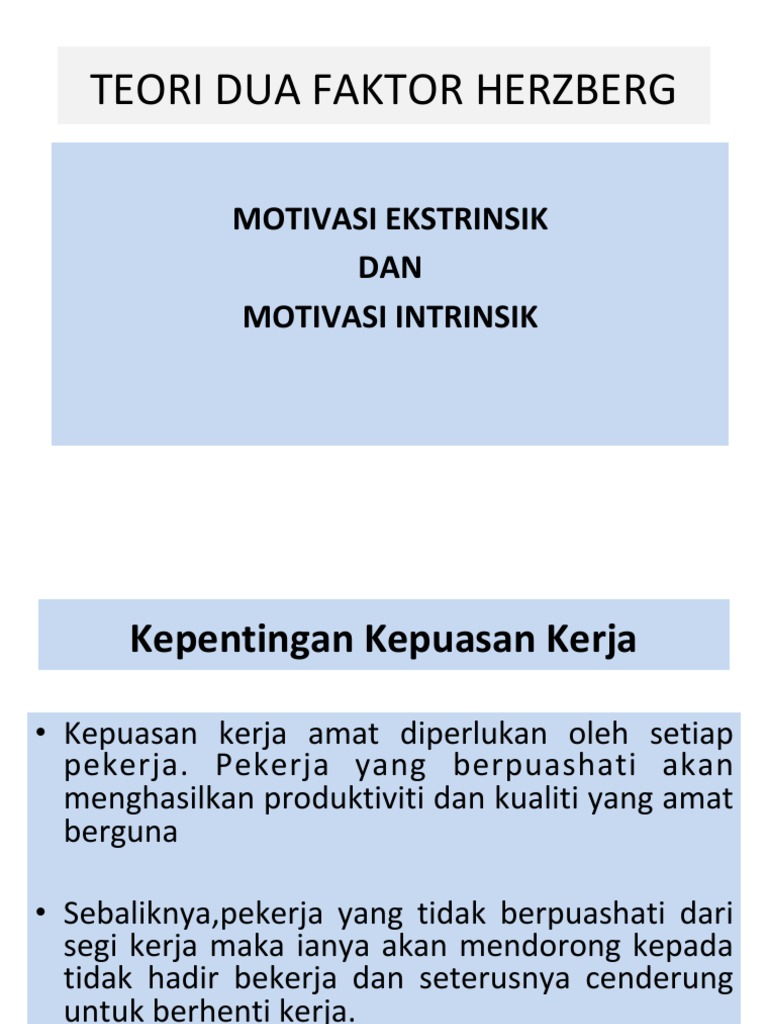 Teori Dua Faktor Herzberg | PDF
