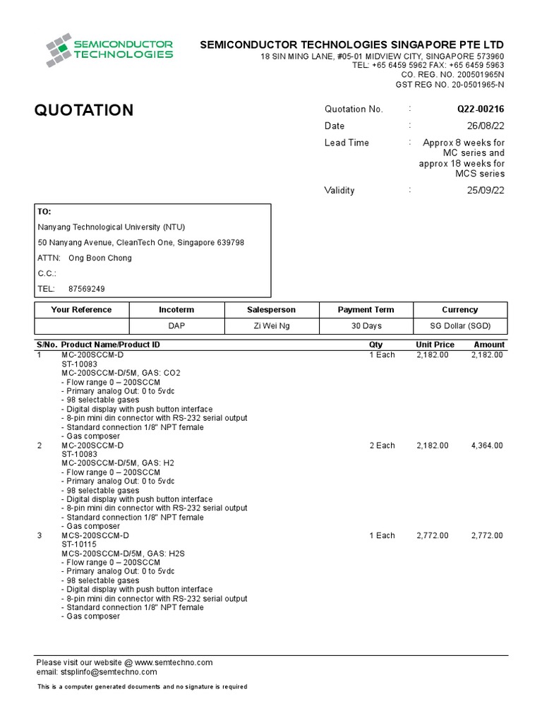 Semiconductor Technologies Singapore Pte LTD | PDF | Value Added Tax ...