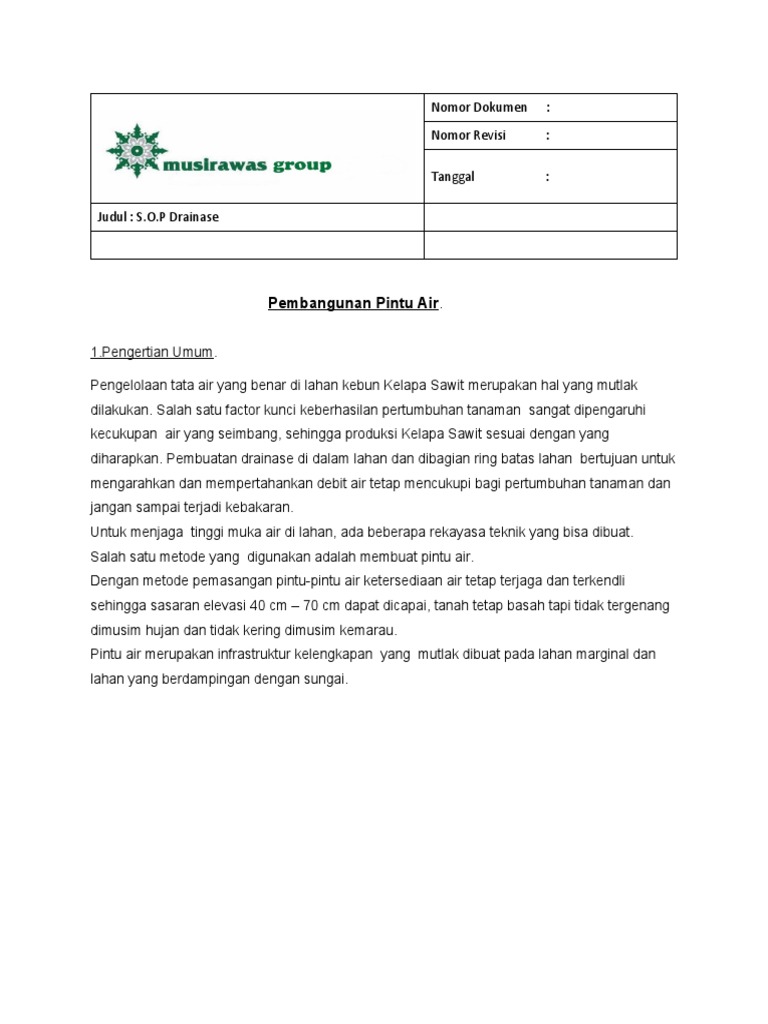 Materi Sop (Pintu Air) | PDF