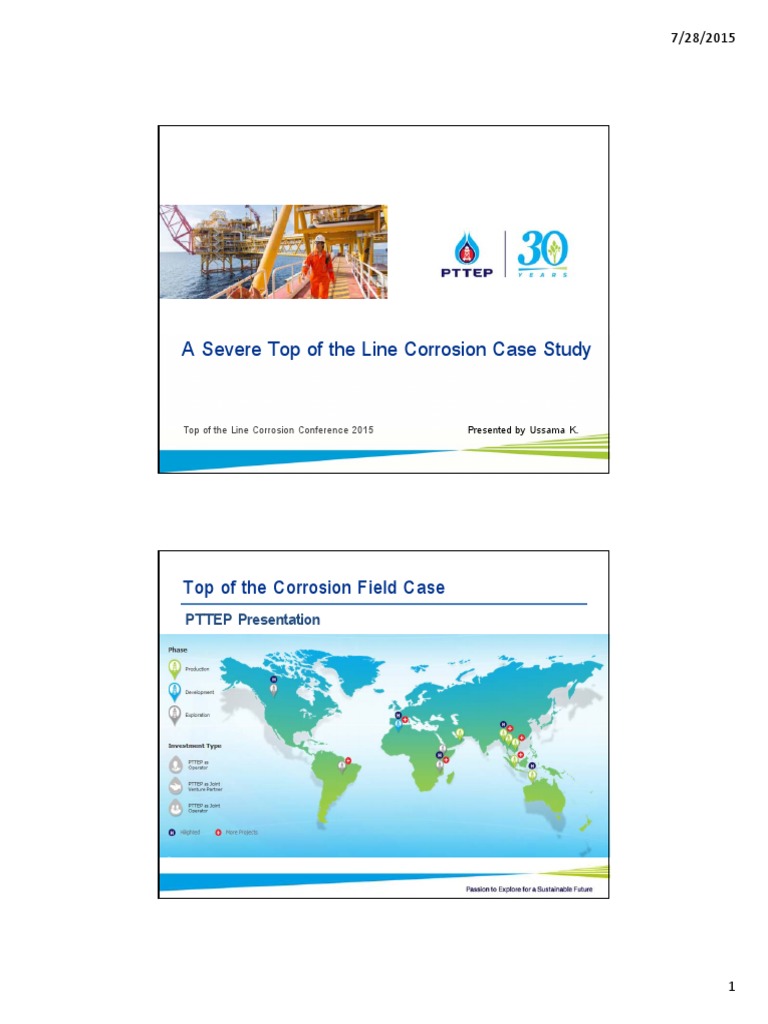 03 - Ussama Kaewpradap (PTTEP) - A Severe Top of The Line Corrosion Case Study | PDF | Leak ...