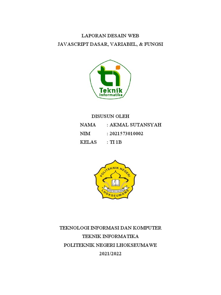 Praktikum Javascript: Variabel & Fungsi | PDF | Teknologi & Rekayasa