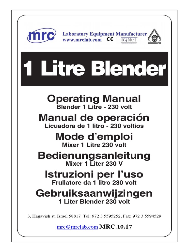 MANUAL CỐI XAY MẪU LB20ES - OPR | PDF | Blender | Ac Power Plugs And ...