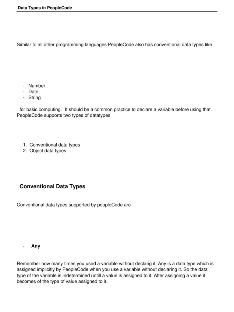 Understanding PeopleCode Data Types | PDF | Data Type | String (Computer Science)