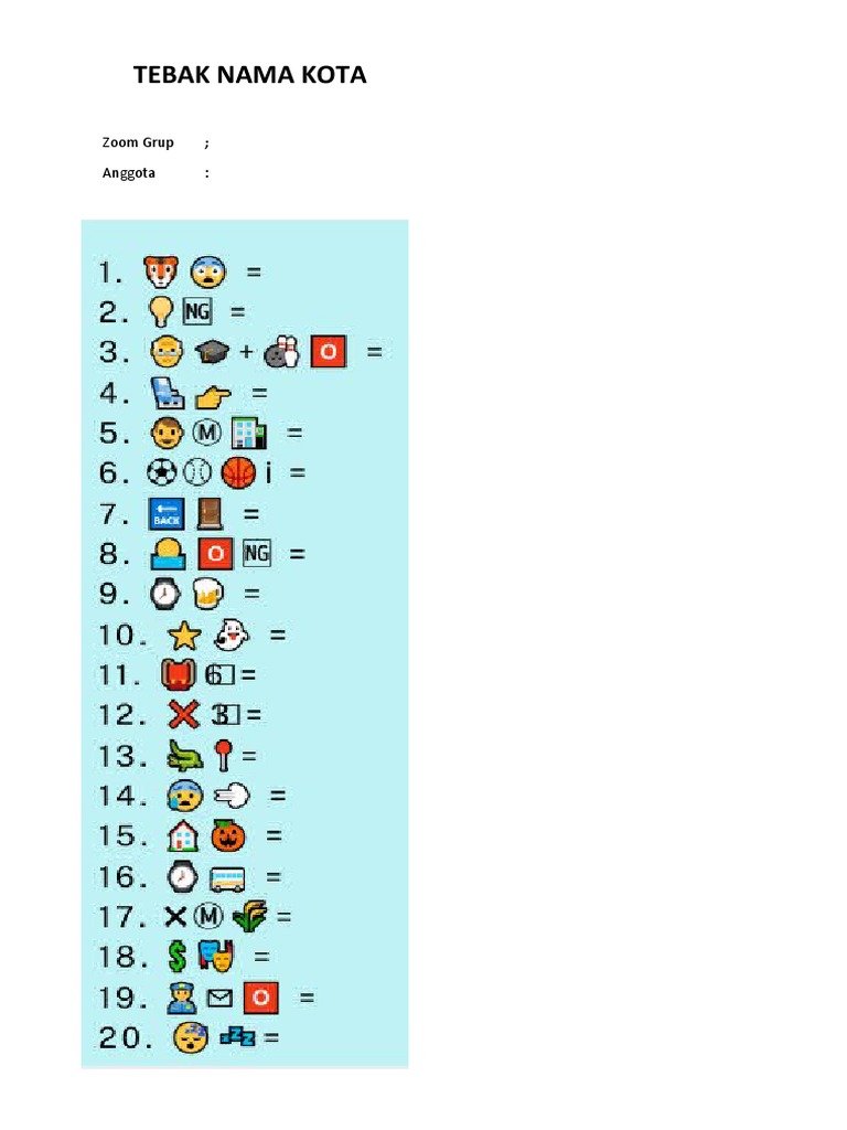 Tebak Nama Kota dari Gambar dan Emoji | PDF