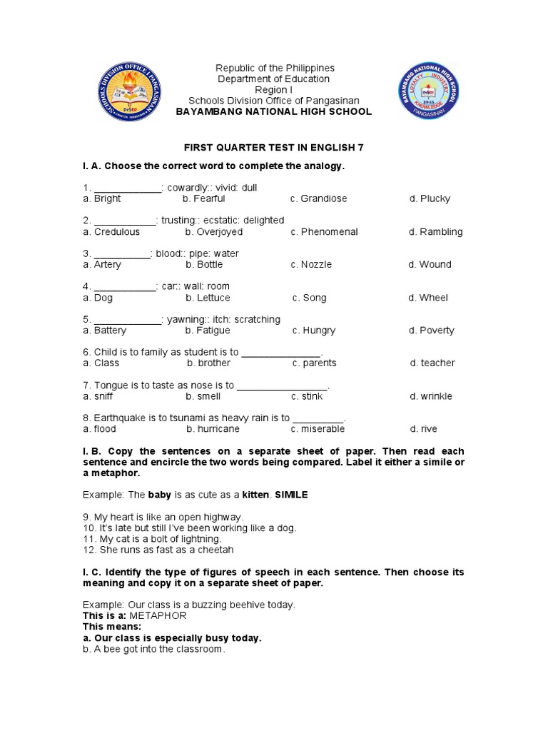 Frias, Princess Iris - Test For TOS | PDF | Genre | Reading Comprehension