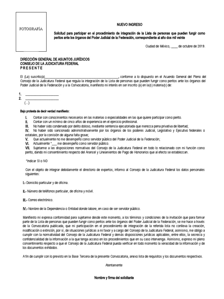 Solicitud para renovación de registro en la lista de peritos ante ...