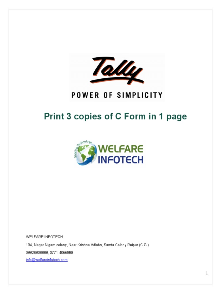 Tally User Manual With FAQs - Print 3 Copies of C Form in 1 Page | PDF ...