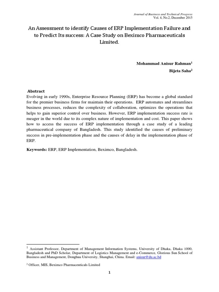 An Assessment To Identify Causes of ERP | PDF | Enterprise Resource ... An Assessment To Identify Causes of ERP | PDF | Enterprise Resource ...