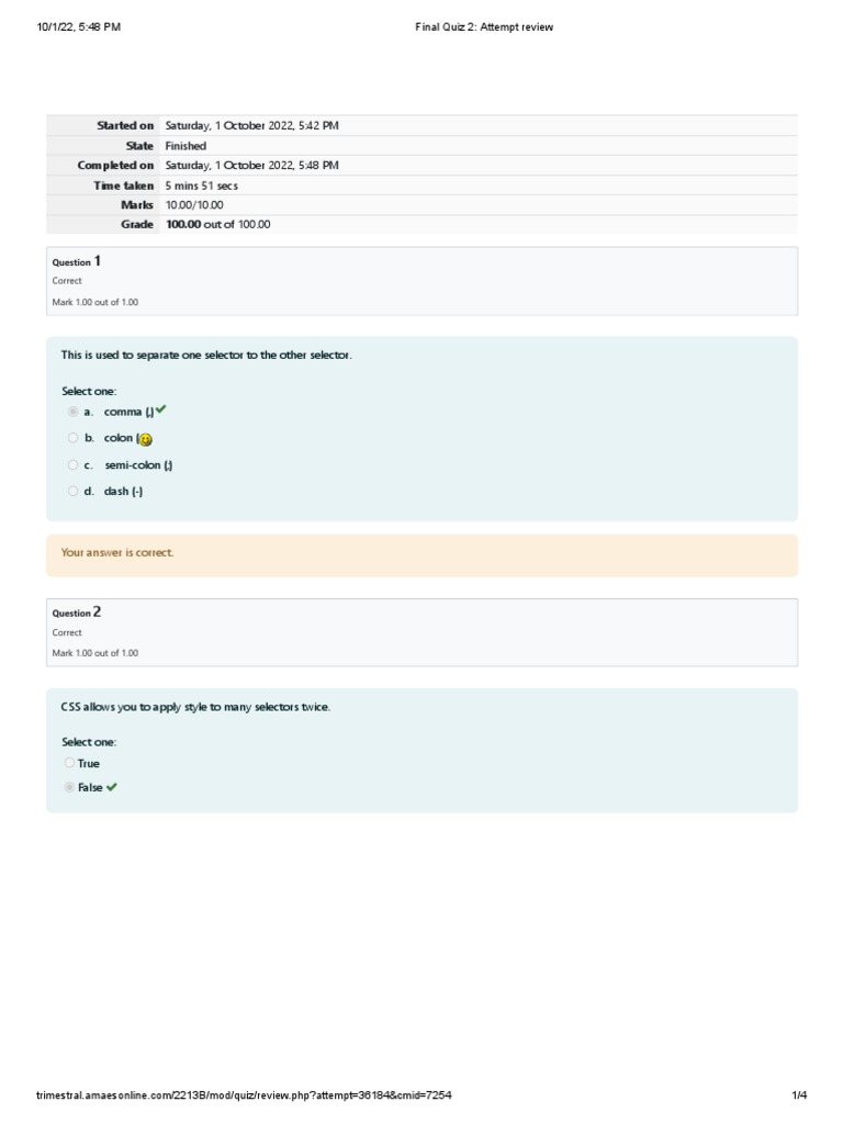 Final Quiz 2 - Attempt Review | PDF | Computing | Typography