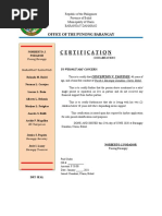 RSBSA Barangay Certificate | PDF
