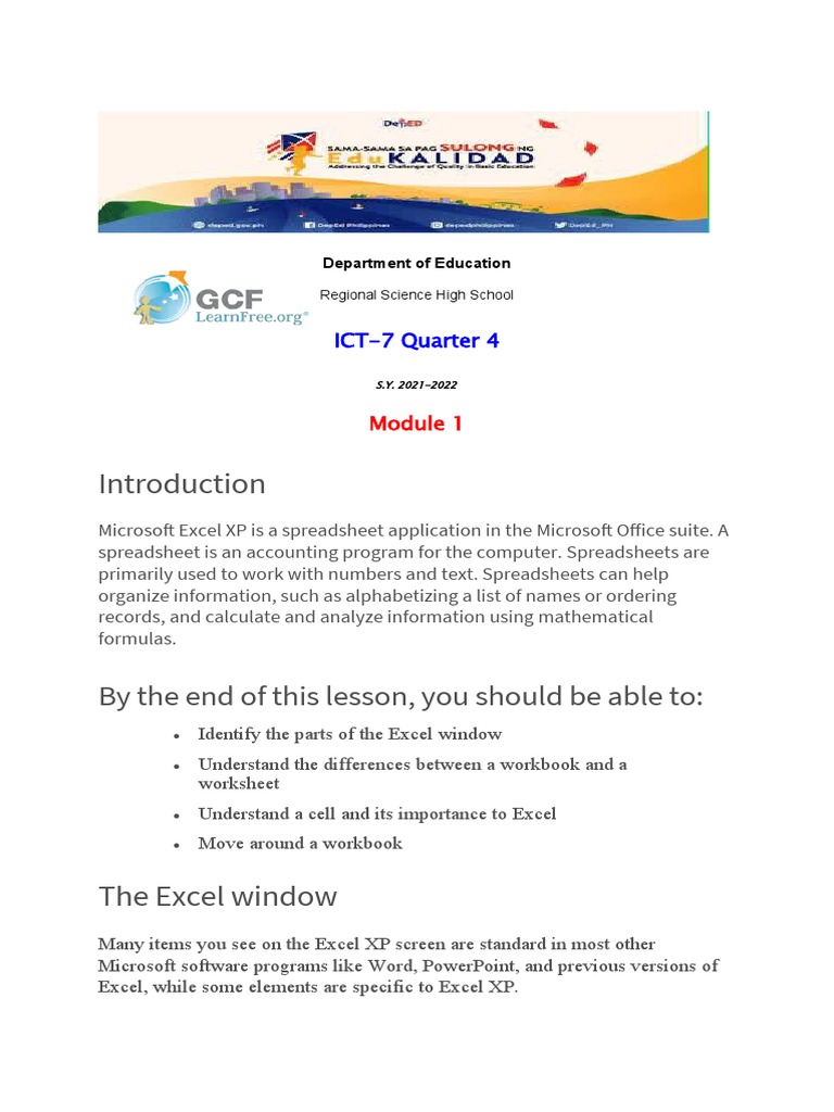 Ict 7 Excel 4TH | PDF | Microsoft Excel | Spreadsheet