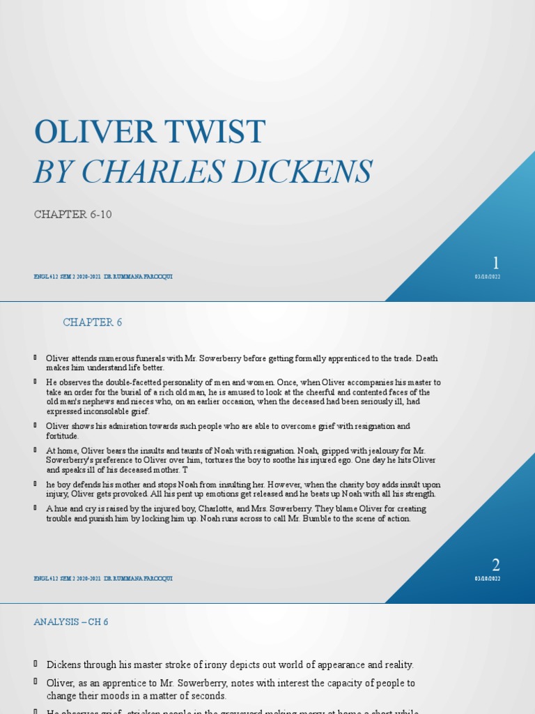 OLIVER TWIST ENGL 412 CH 6-10 | PDF | Fagin | Oliver Twist