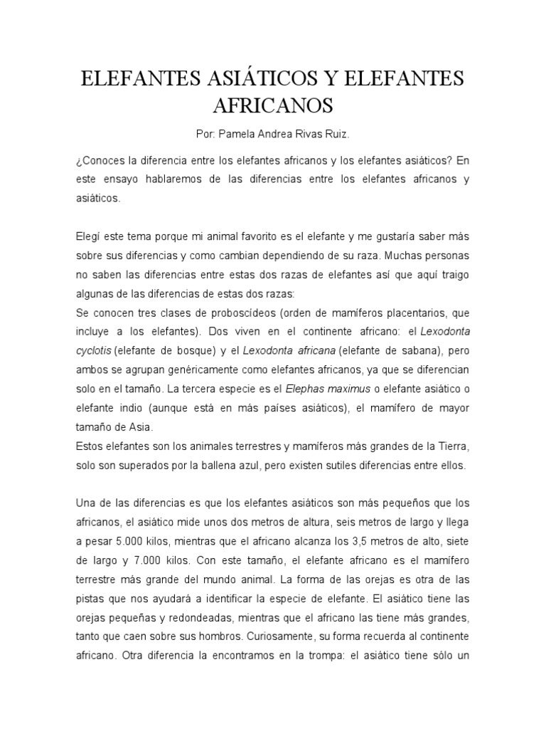 Ensayo de Los Elefantes | PDF | Mamíferos