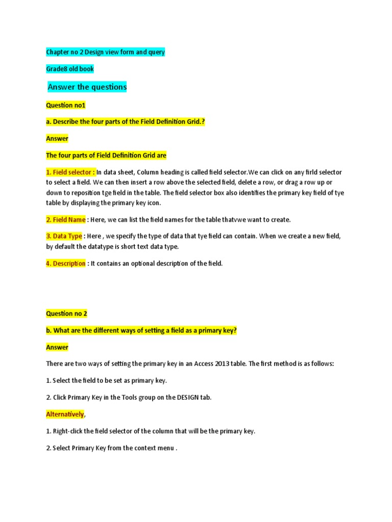 Grade 8 Chap 2 Exercise | PDF | Table (Database) | Software Development