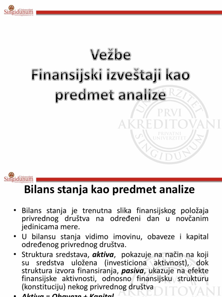 Finansijski Izveštaji Kao Predmet Analize | PDF