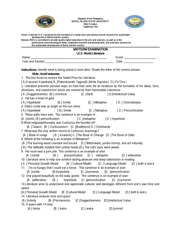 World Literature Midterm | PDF | Poetry