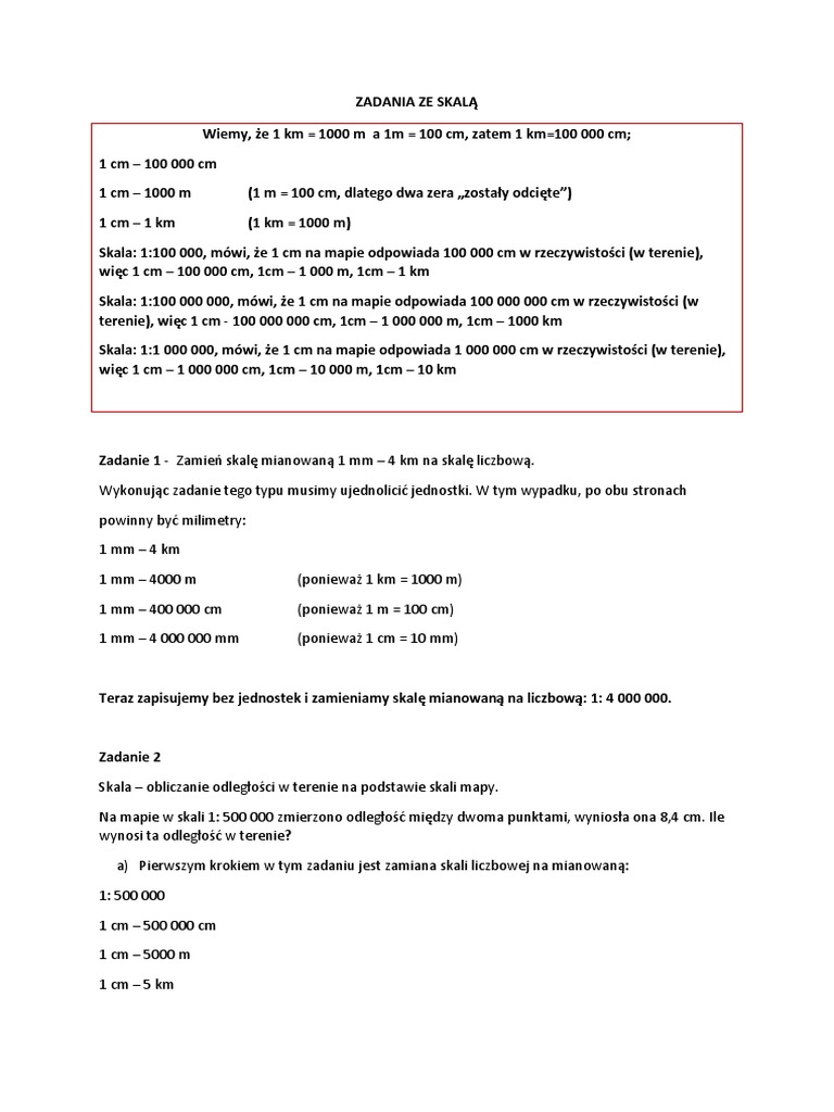 Mapa I Skala ZADANIA | PDF